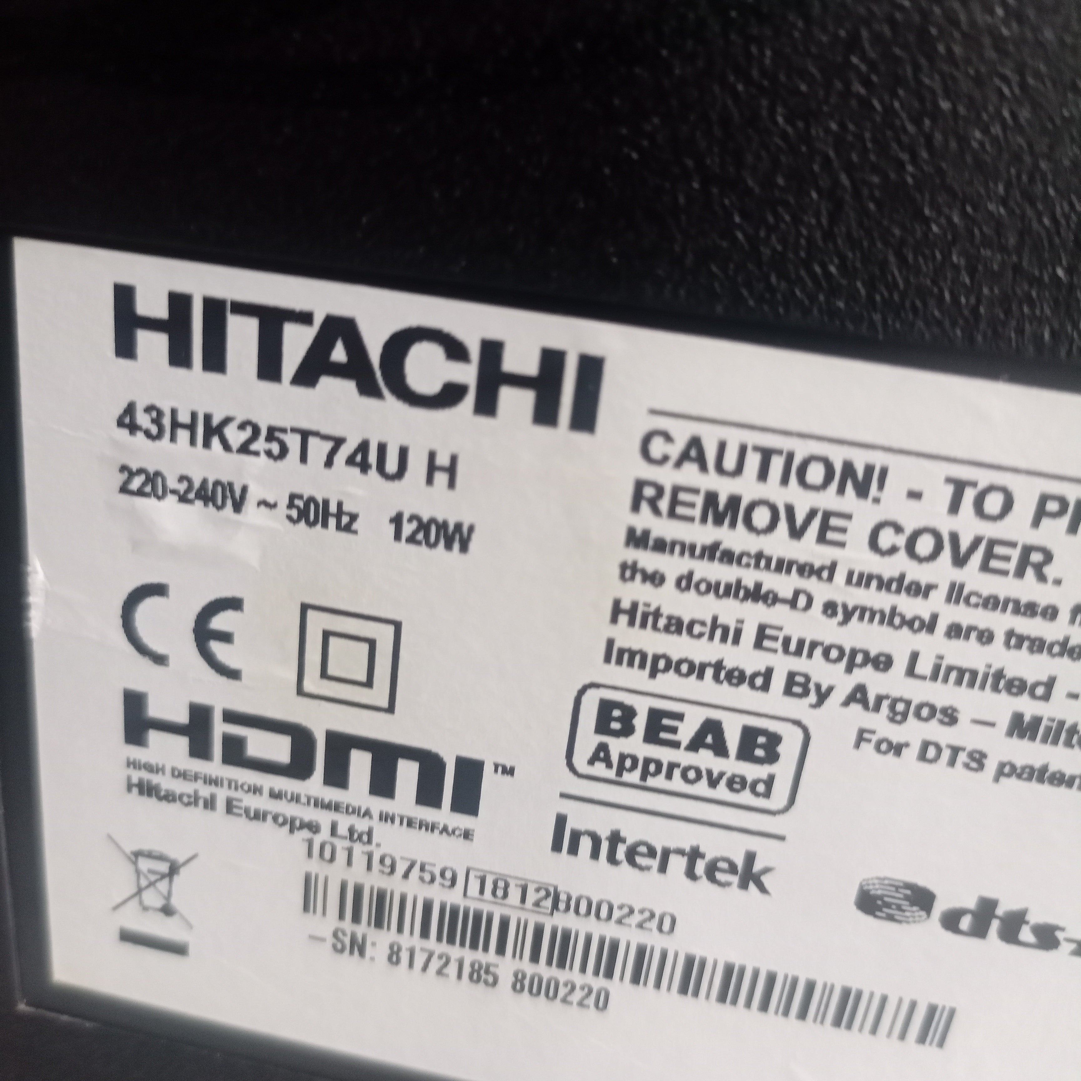Hitachi 43 Inch 43HK25T74U Smart 4K UHD LED TV (WiFi, Wireless Display ...